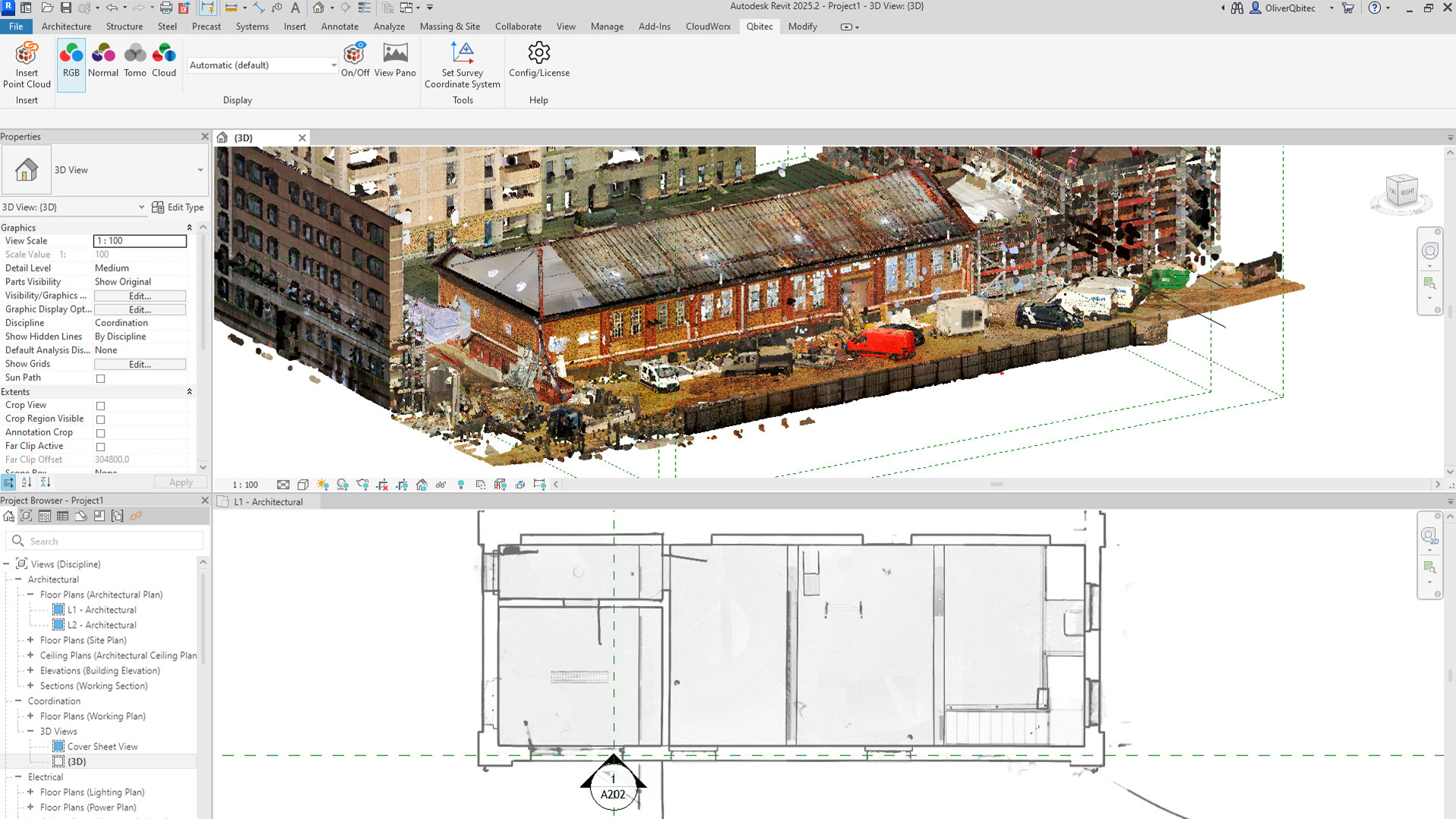 Large point clouds in Autodesk Revit using the Qbitec plugin | Laserscanning Europe GmbH